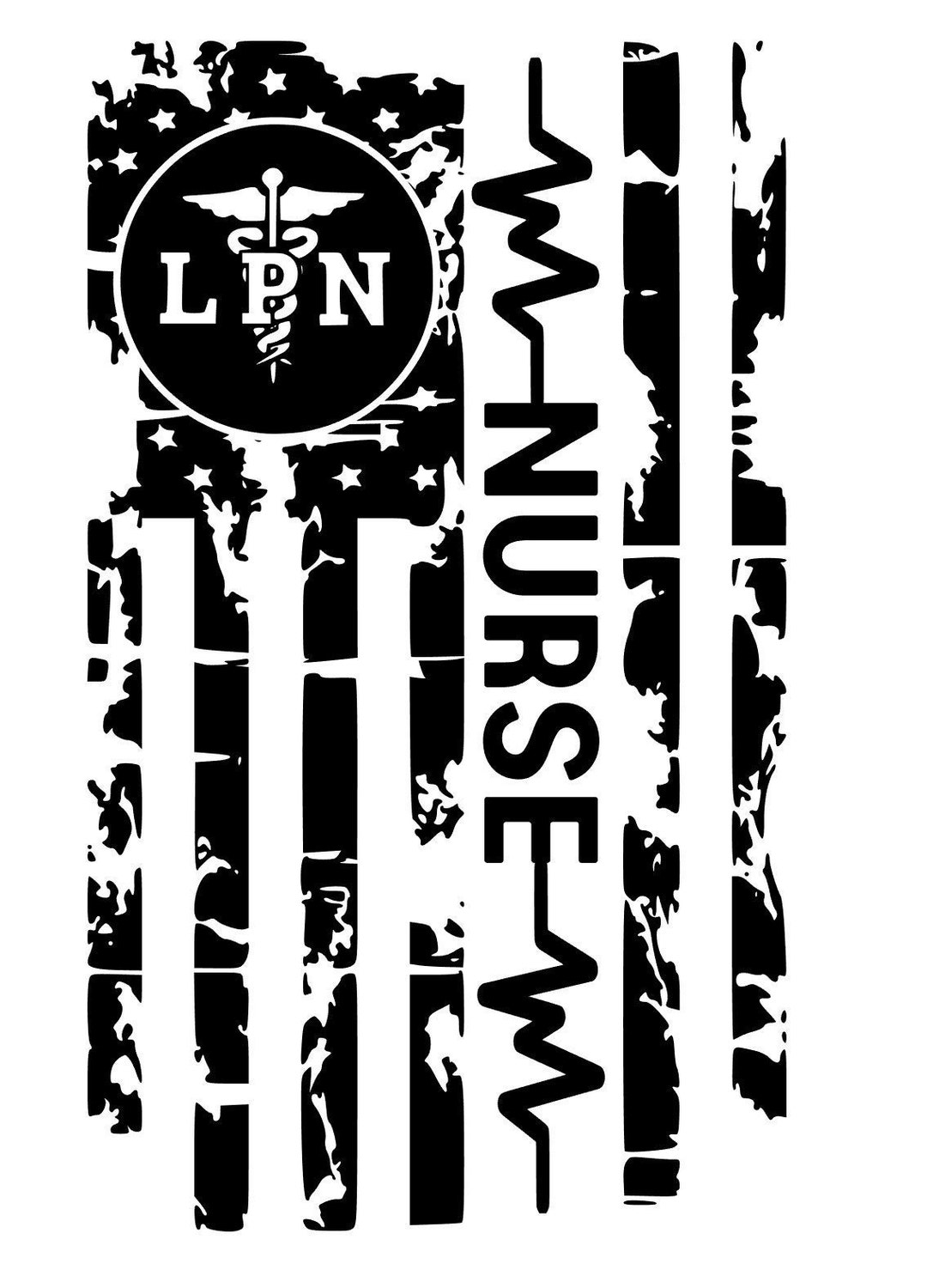 LPN Nurse Flag SVG: Silhouette Cut File (digital Download) - Etsy