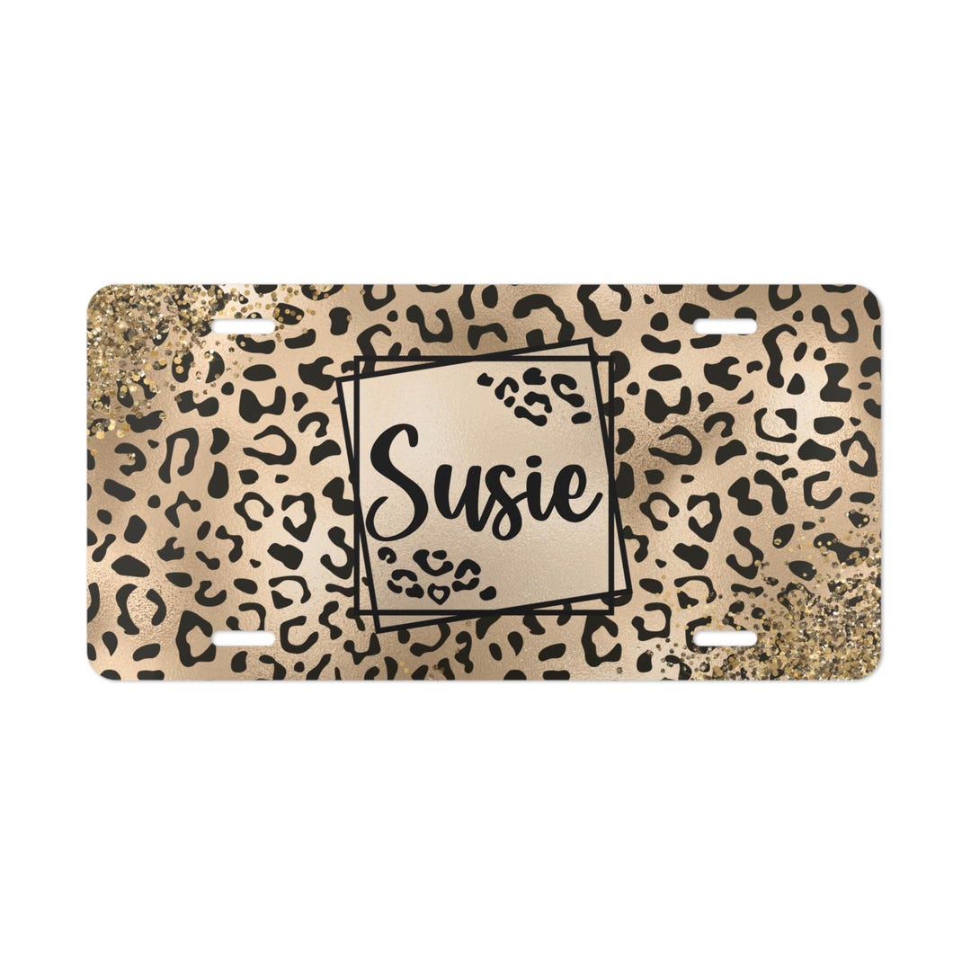 Leopard Print Name Vanity Plate | Personalized License Plate, Gift for ...
