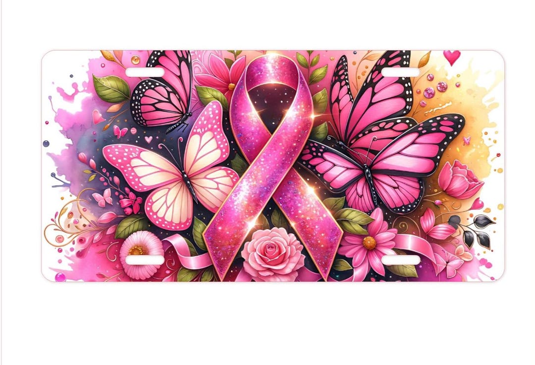 Pink Ribbon License Plate: Breast Cancer Awareness Car Plate - Etsy