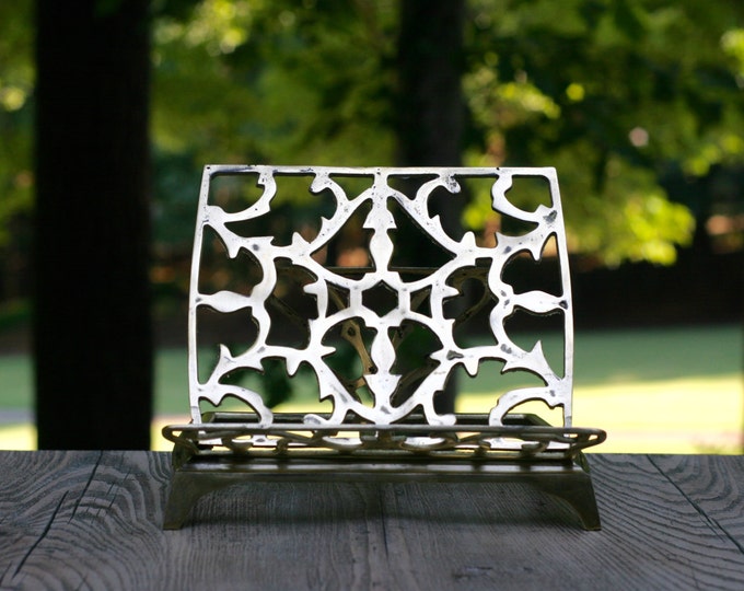 Vintage Brass Tabletop Book Stand / Adjustable Book Stand / Brass Book ...
