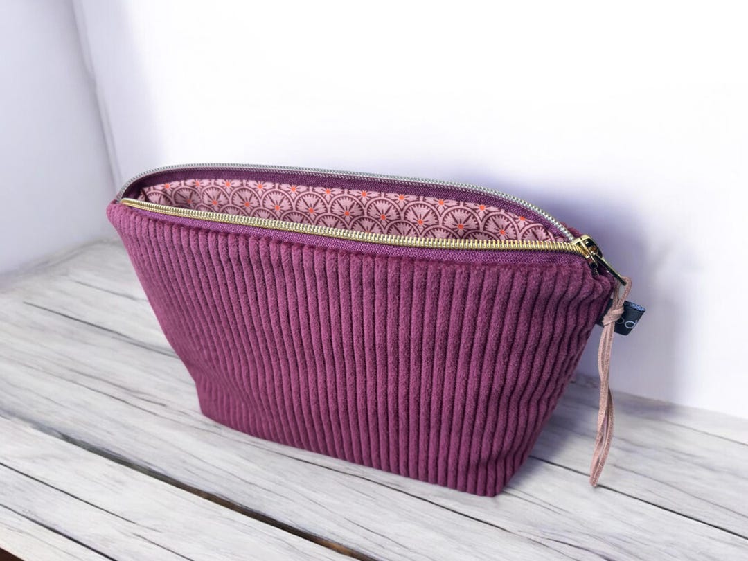 Cosmetic Bag, Wide-wale Corduroy, Berry Violet, Solid Color. - Etsy