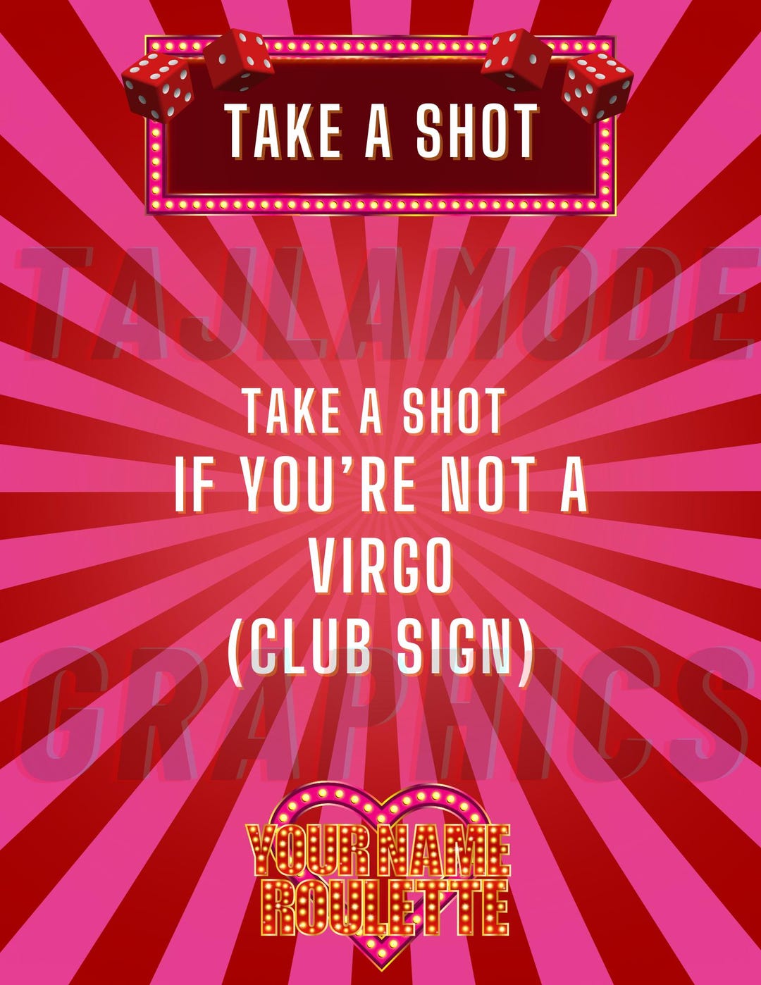 Resha Please CLUB SIGNS (bundles Available) - Custom Roulette DIGITAL ...