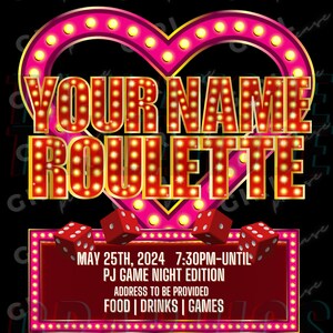 Resha Please - Custom Roulette DIGITAL GRAPHIC/INVITE, Game Night ...