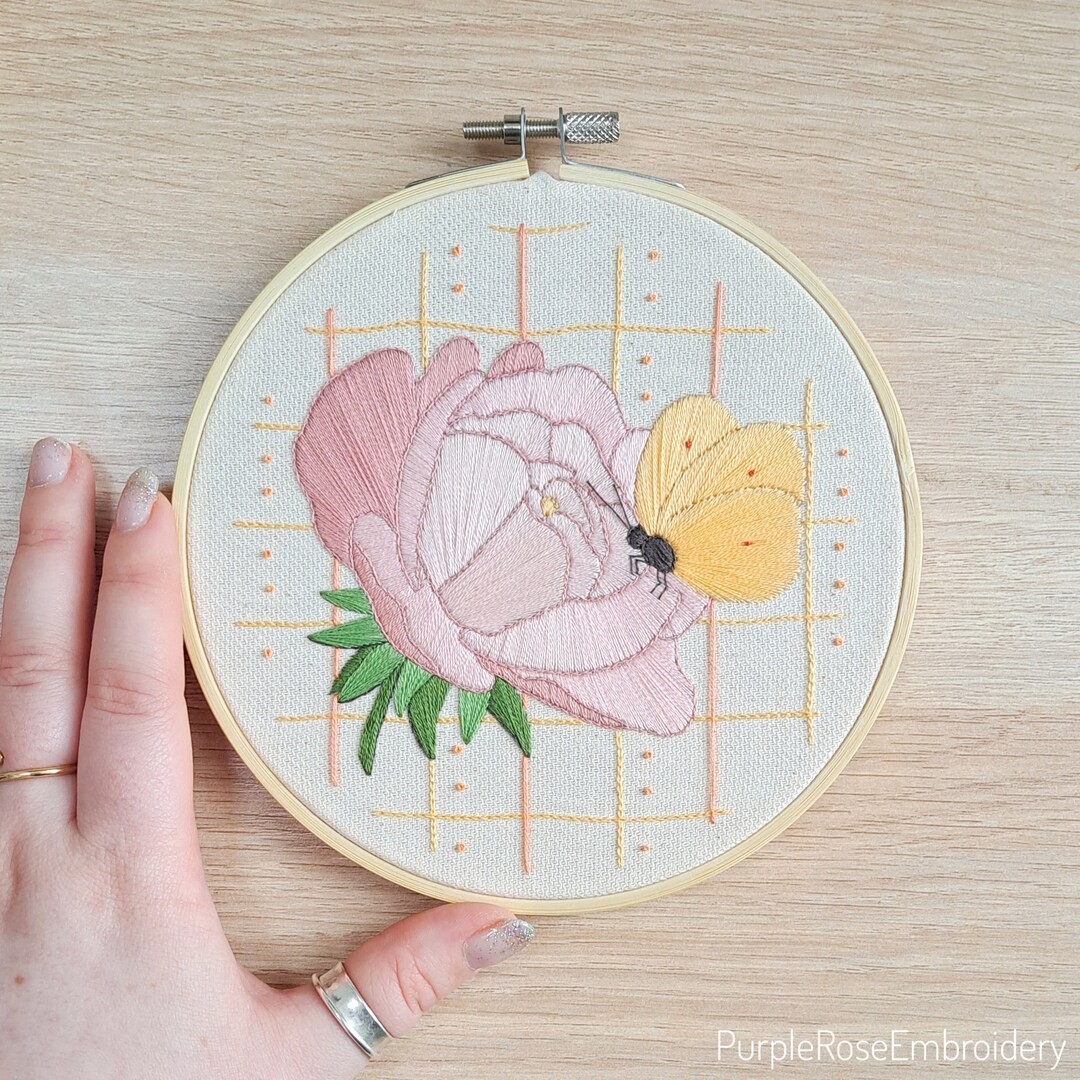 Tartan Peony Embroidery Pattern PDF Download - Etsy
