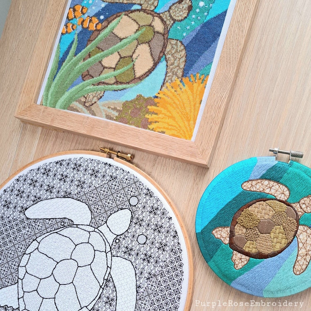 The Eric the Turtle Bundle! Blackwork Embroidery, Embroidery and Cross Stitch Kits - Etsy