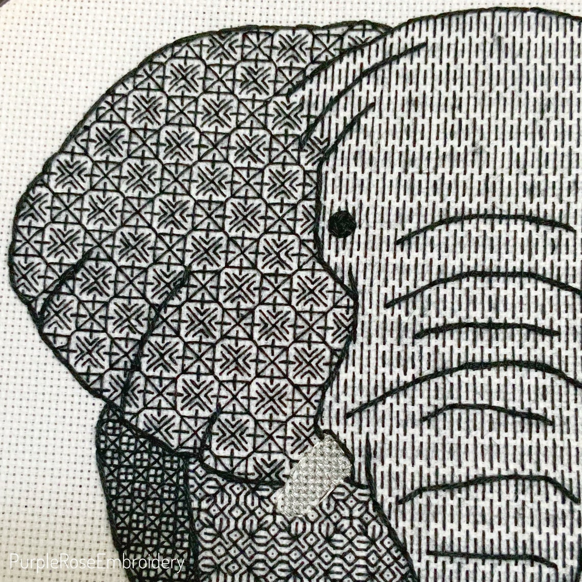 Eleanor the Elephant Blackwork Embroidery Pattern PDF Download - Etsy