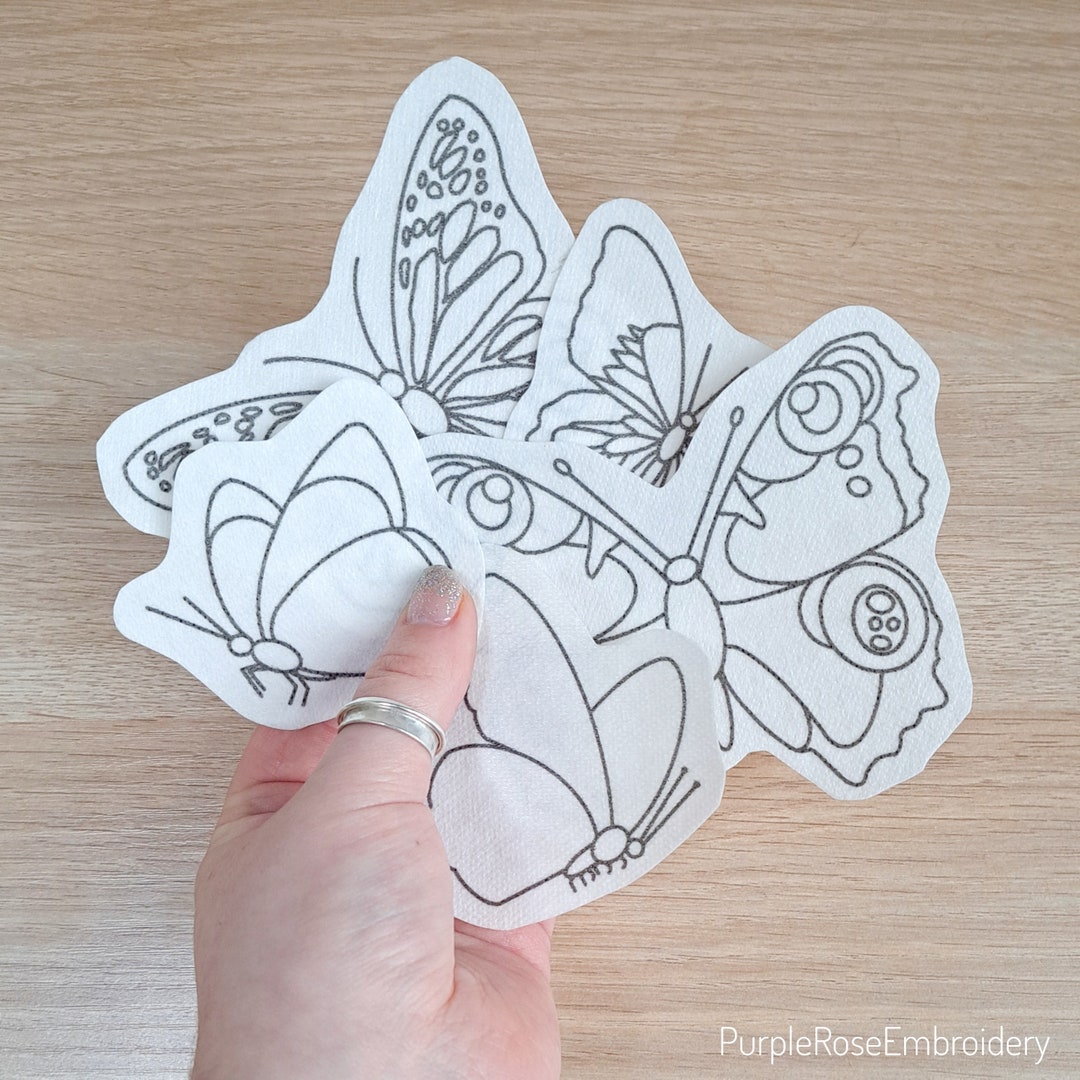 Butterflies Stick and Stitch Embroidery Transfers - Etsy
