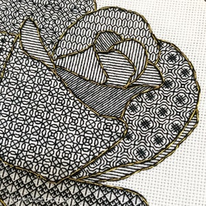 Blackwork Rose Embroidery PDF Pattern - Etsy