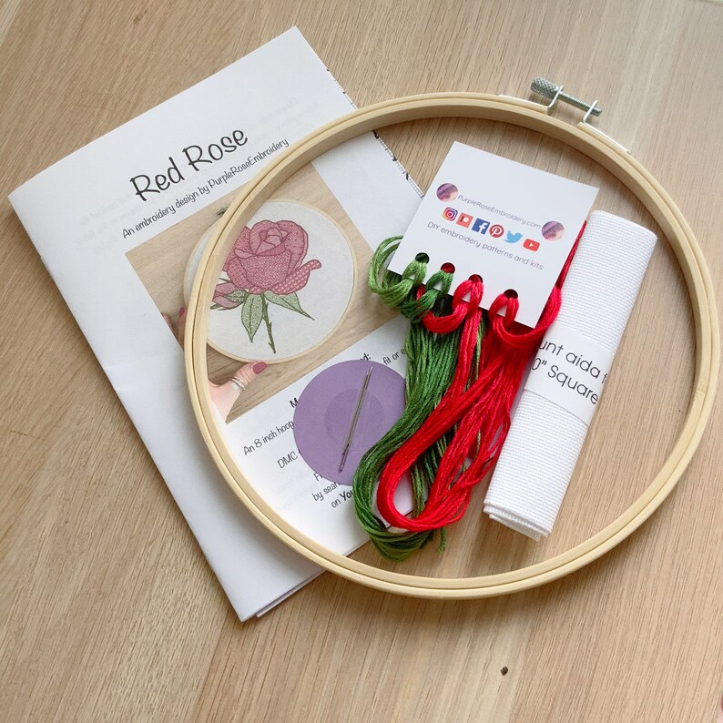 Red Rose Blackwork Embroidery Kit - Etsy
