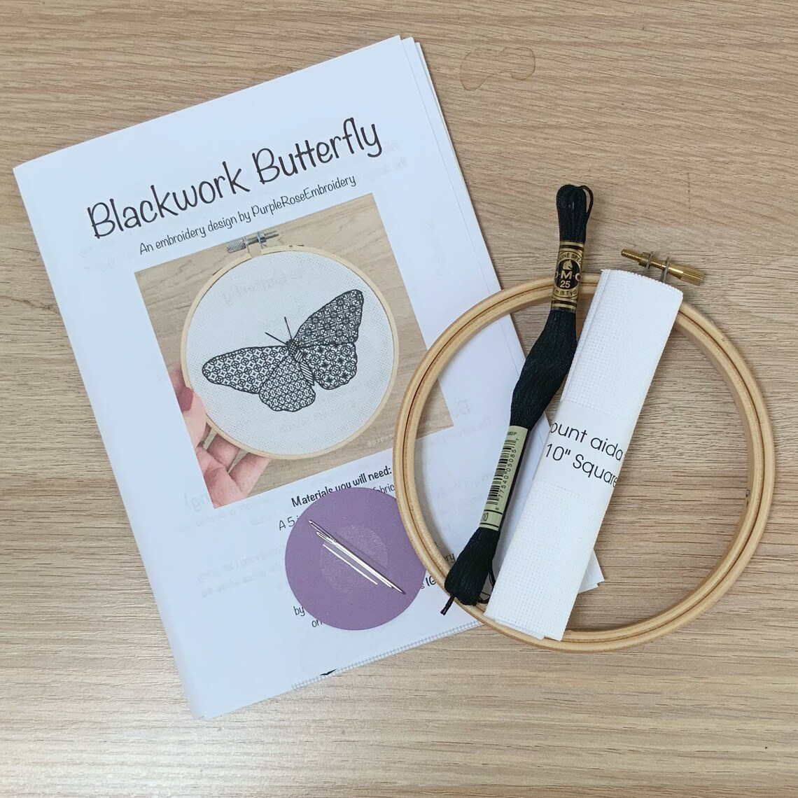 Blackwork Butterfly Embroidery Kit - Etsy