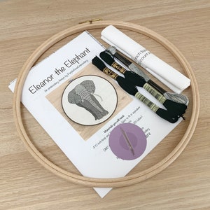 Eleanor the Elephant Blackwork Embroidery Kit - Etsy