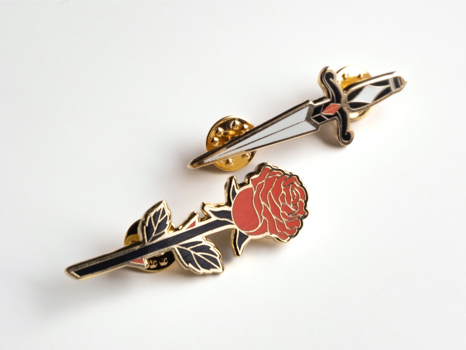 Gothic Punk Dagger Rose Enamel Pin Dark Chic Punk Accessories Hard ...