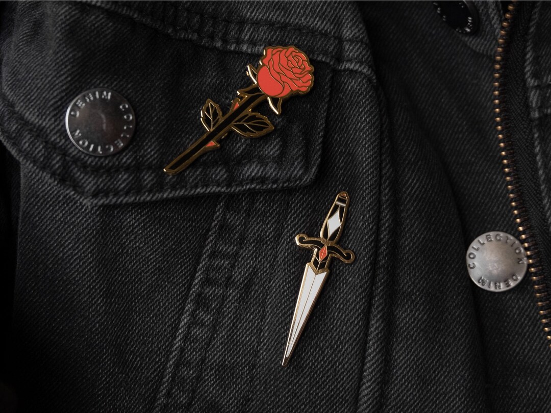 Gothic Punk Dagger Rose Enamel Pin Dark Chic Punk Accessories Hard ...