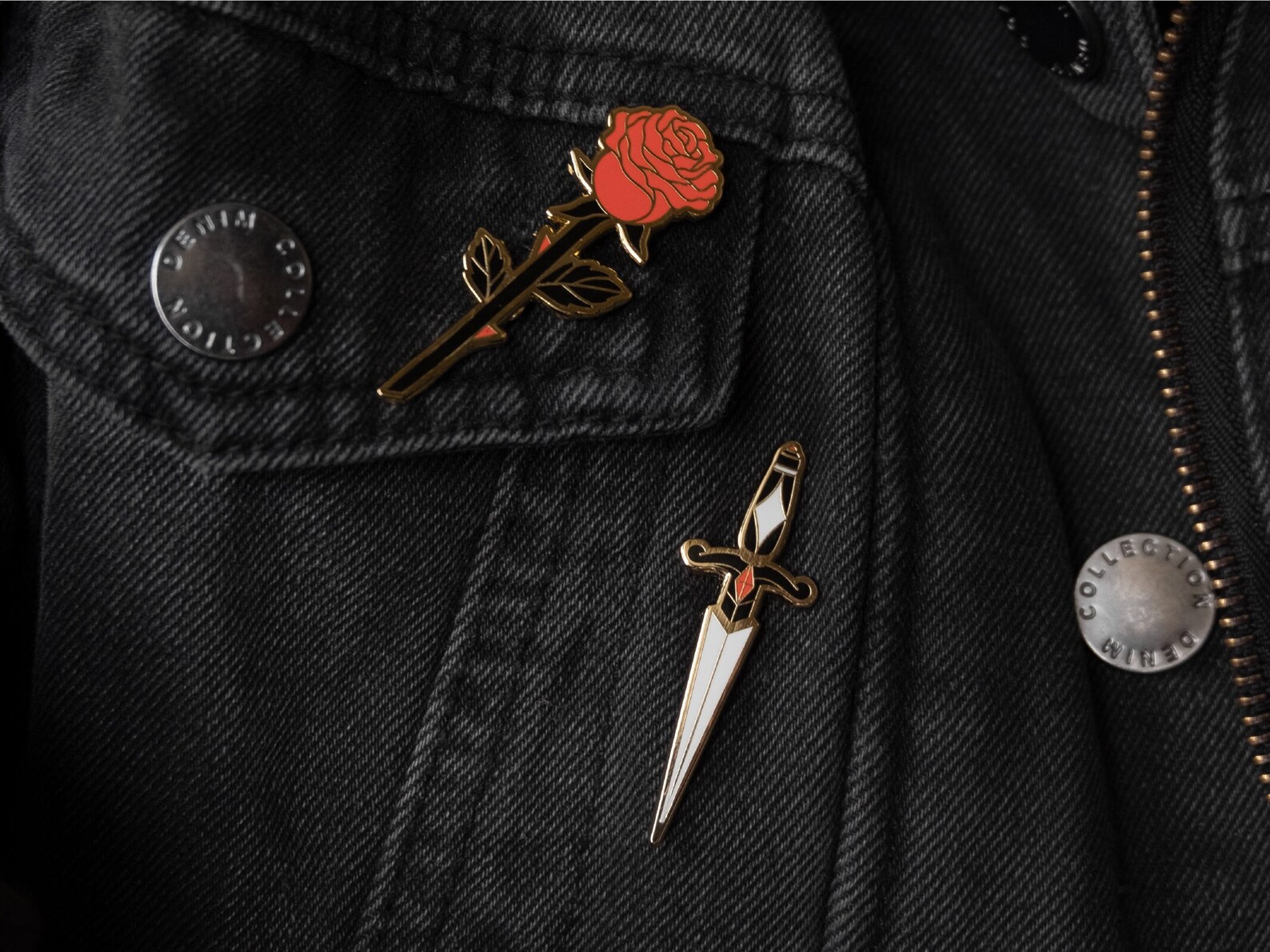 Gothic Punk Dagger Rose Enamel Pin Dark Chic Punk Accessories Hard ...