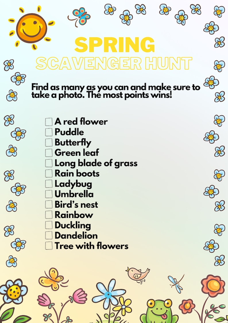 Spring Scavenger Hunt for Kids - Etsy