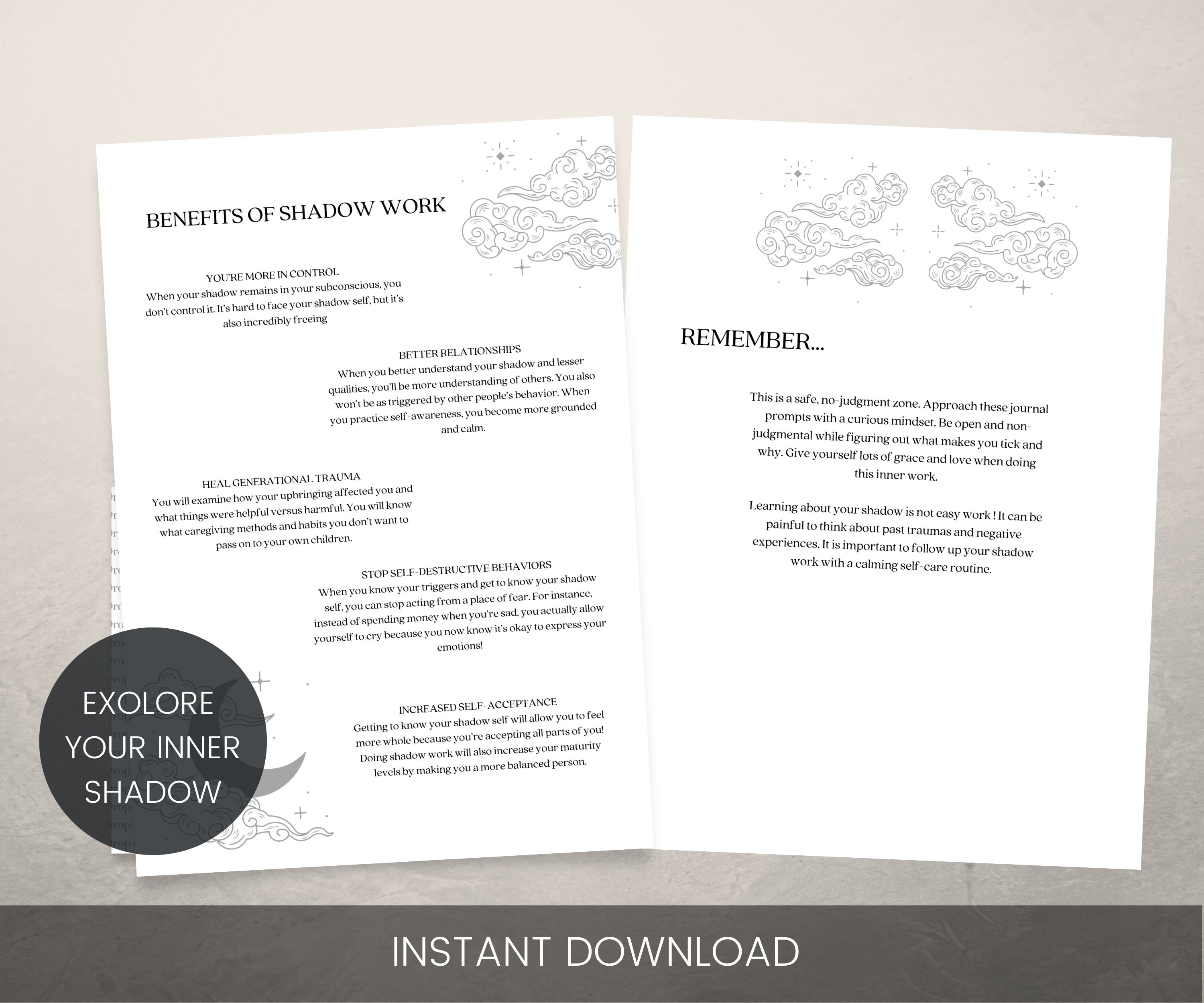 Printable Shadow Work Journal, Shadow Work Prompts, Shadow Work Book ...