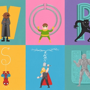 MARVEL ABC Alphabet Illustrated Poster Gift Wall Art - Etsy