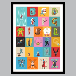 MARVEL ABC Alphabet Illustrated Poster Gift Wall Art - Etsy
