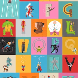 MARVEL ABC Alphabet Illustrated Poster Gift Wall Art - Etsy