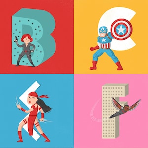 MARVEL ABC Alphabet Illustrated Poster Gift Wall Art - Etsy