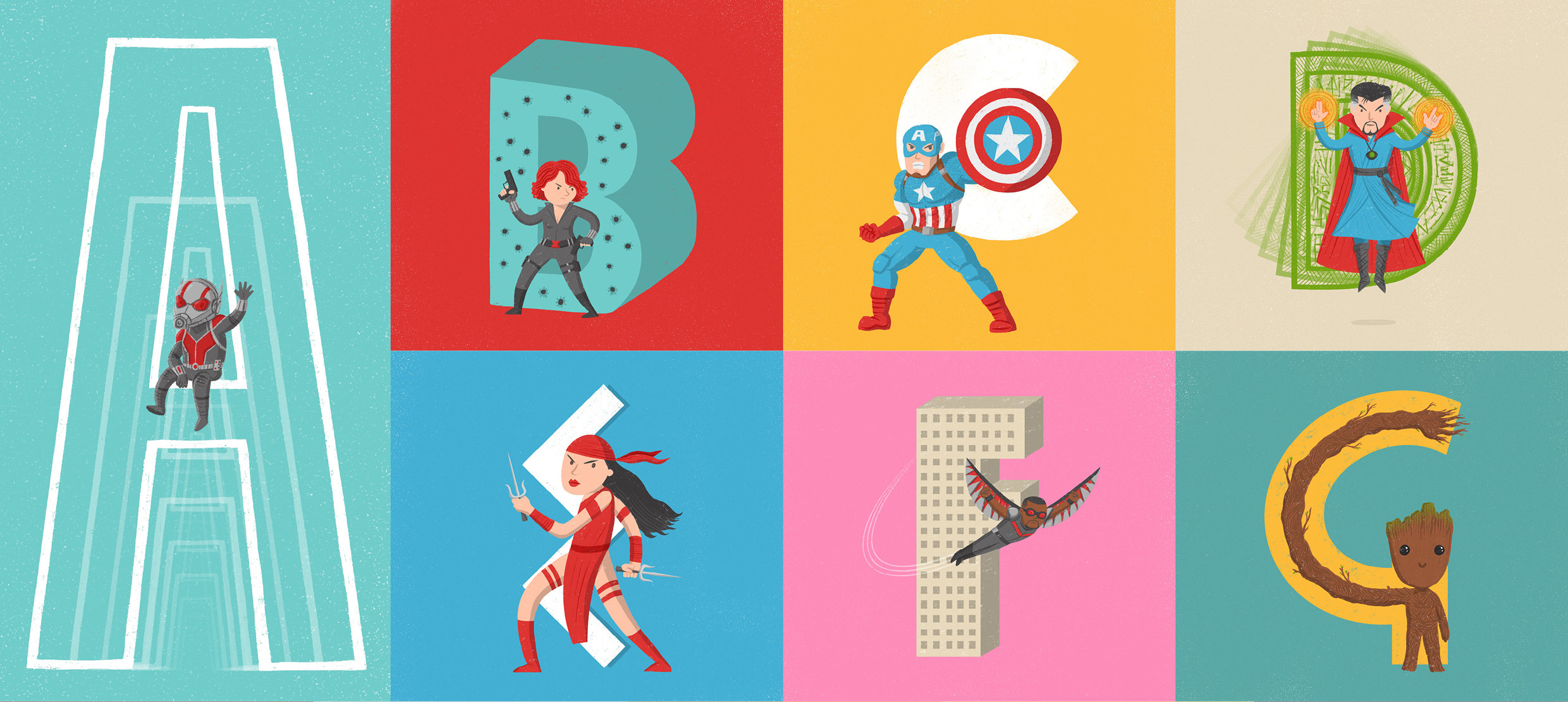 MARVEL ABC Alphabet Illustrated Poster Gift Wall Art - Etsy