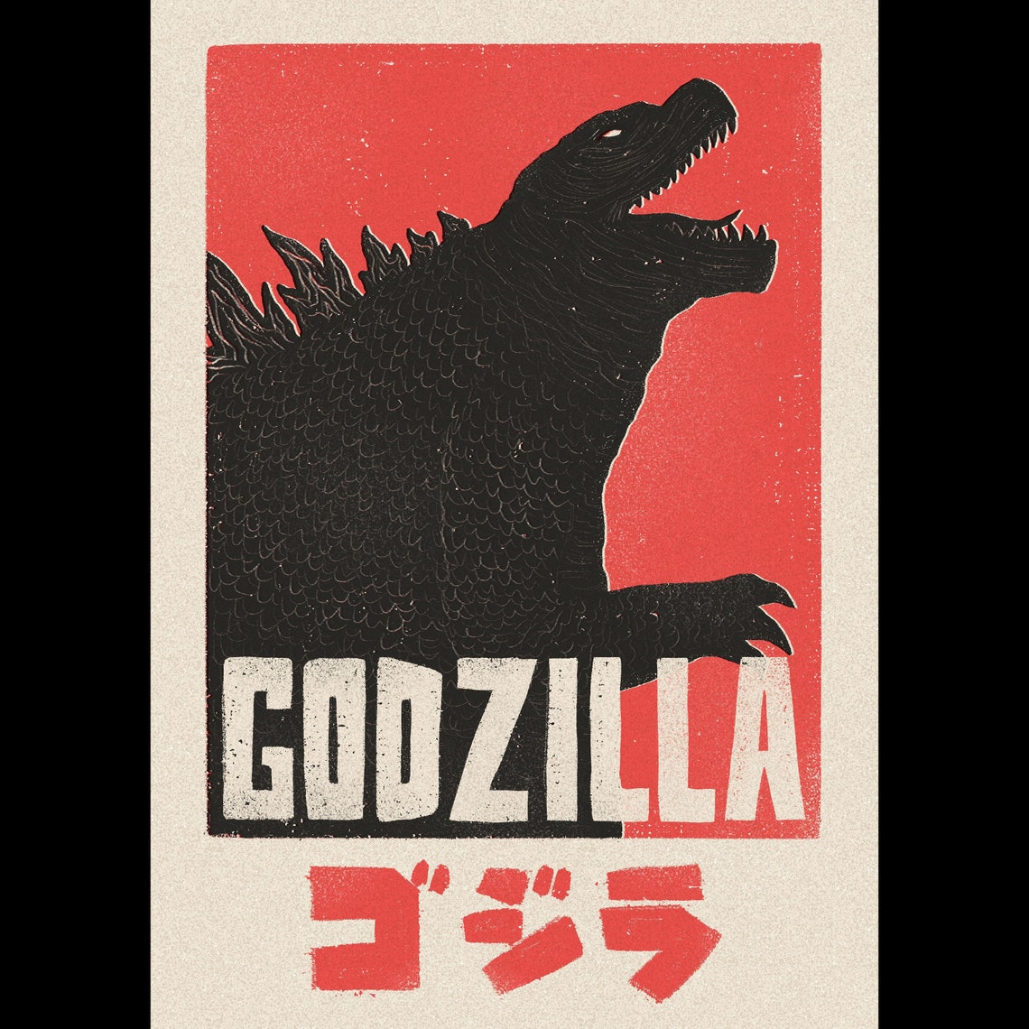 GODZILLA Illustrated Poster - Etsy