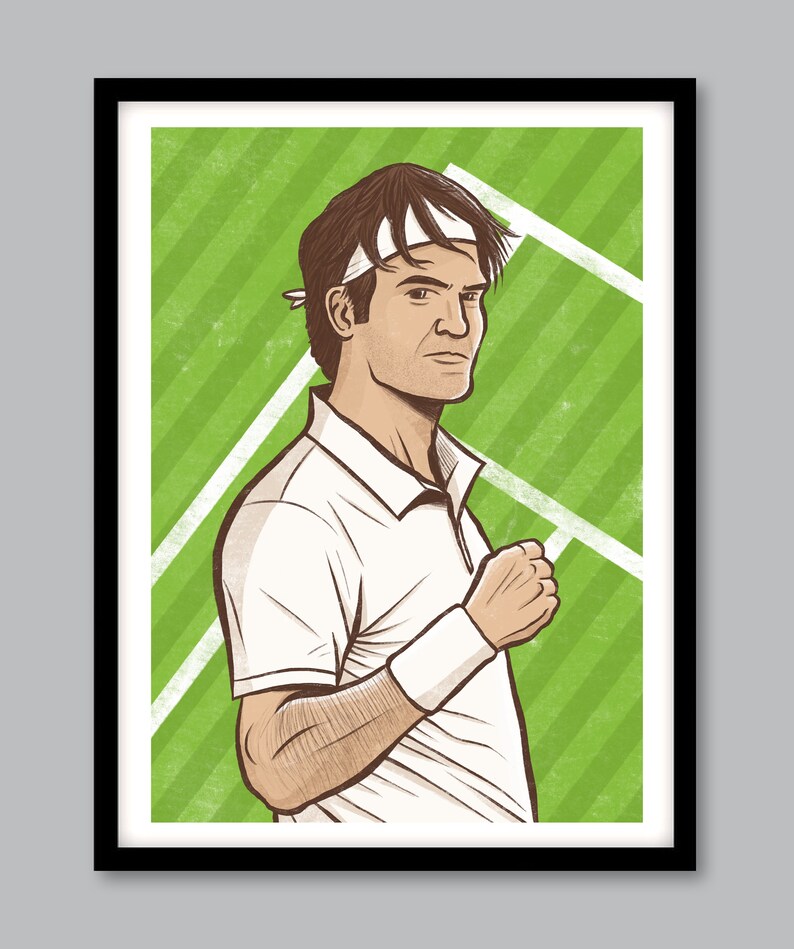 ROGER FEDERER Wimbledon Tennis Illustrated Poster Gift - Etsy