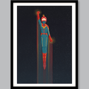 CAPTAIN MARVEL Illustrated Poster Gift - Etsy