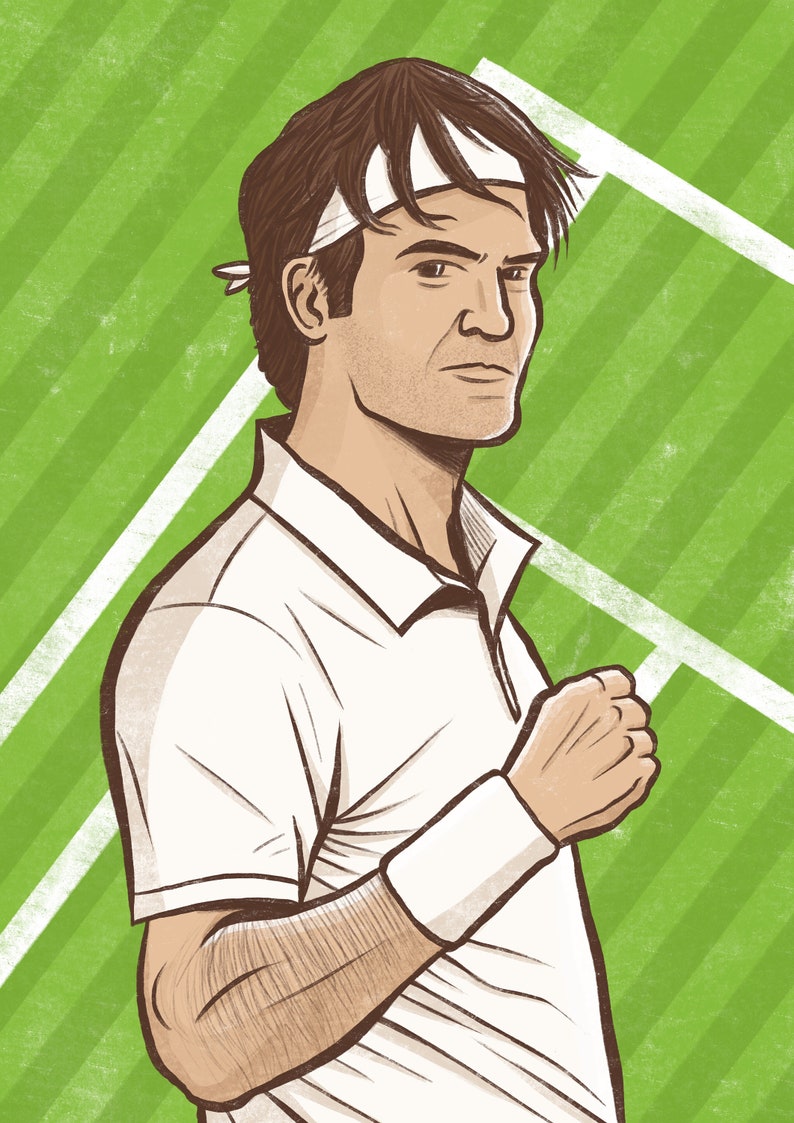 ROGER FEDERER Wimbledon Tennis Illustrated Poster Gift - Etsy