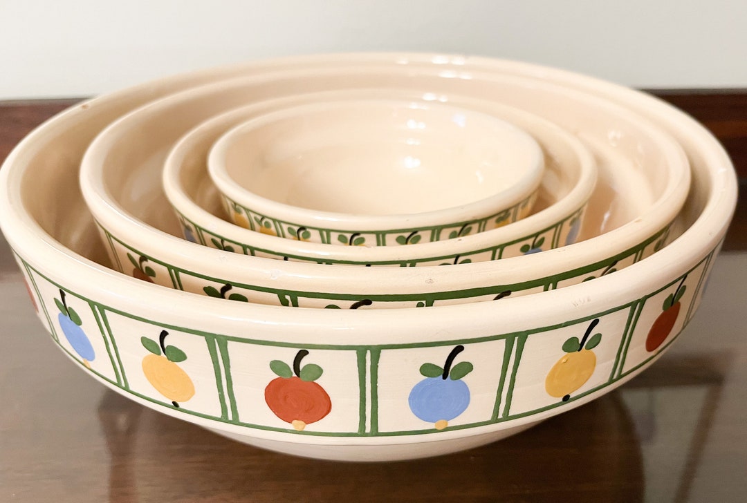 Vintage Hungarian Slipware RARE Fruit Pattern Bowl Set - Etsy