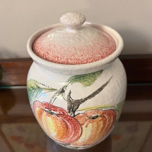 Italian Vintage Ceramic Kitchen Canister With Lid | Fruit | Peaches ...