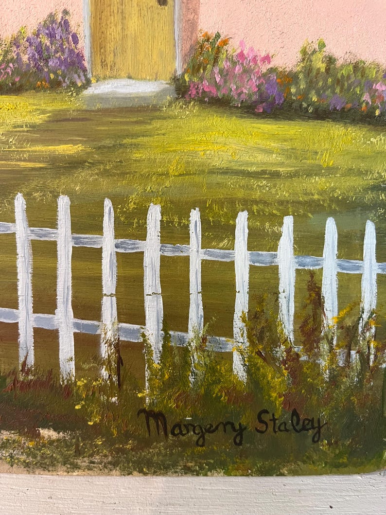 Vintage Countryside Cottage Painting on Board by Margery Staley - 24x18 ...