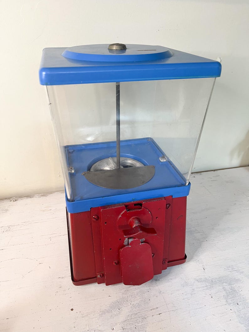 Vintage Red and Blue Gumball Machine Metal Candy Dispenser | Industrial ...