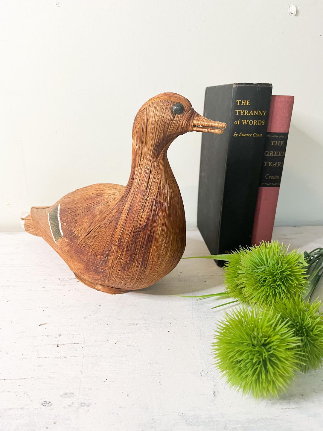 Vintage Handcrafted Straw Duck - Folk Art Duck Decor | Whisk Broom ...