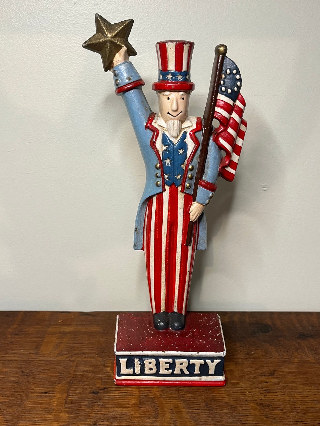 Vintage Liberty Uncle Sam Cast Iron Doorstop | Americana Decor ...