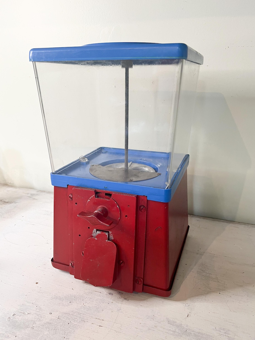Vintage Red and Blue Gumball Machine Metal Candy Dispenser | Industrial ...