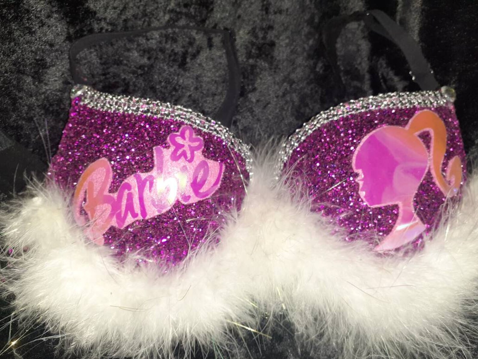 Pink Princess Glitter Barbie Bra EDC Bra Festival Bra | Etsy