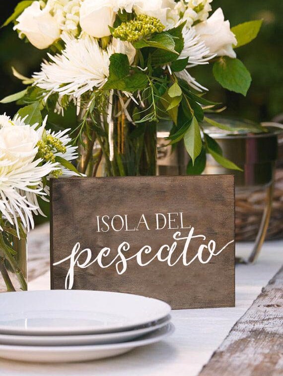 Food Station Wooden Sign / Custom Calligraphic Old Rustic | Etsy