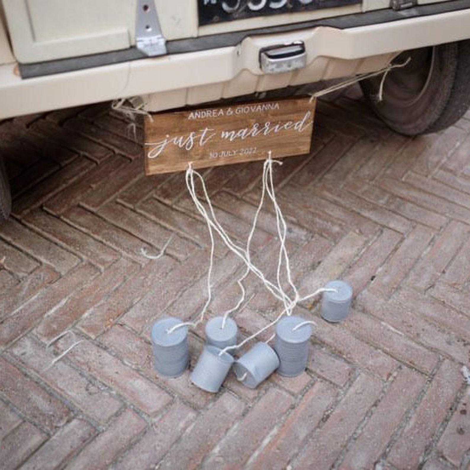 Wooden Sign "just Married" With Custom Names and Date / Wedding Car ...