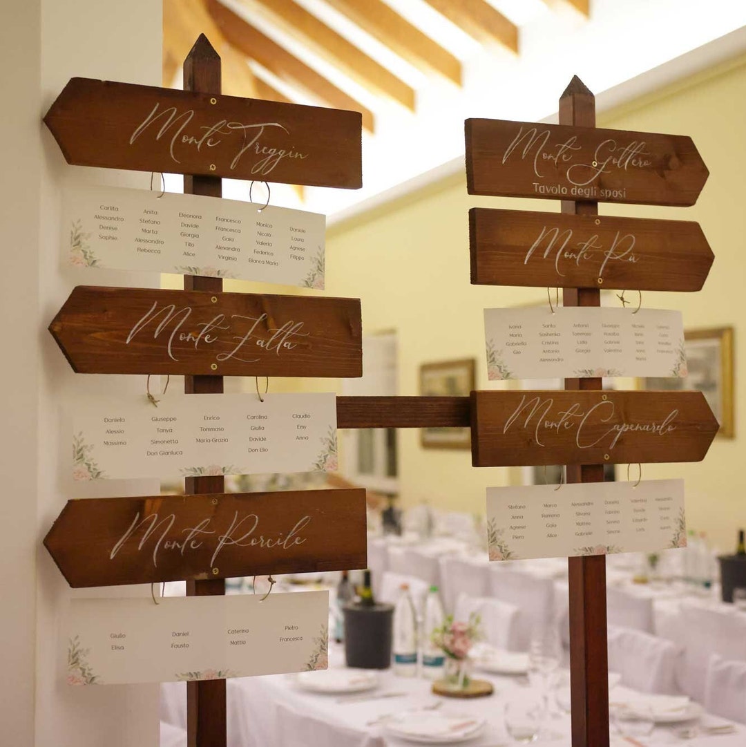 Wedding Wooden Seating Plan With Directional Sing / Custom Calligraphic ...