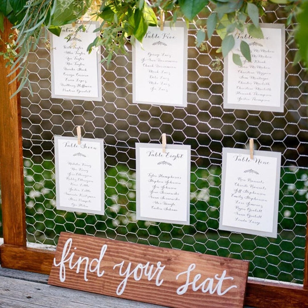 Wooden Find Your Seat Sign With Custom Text / Hand Made Calligraphic ...