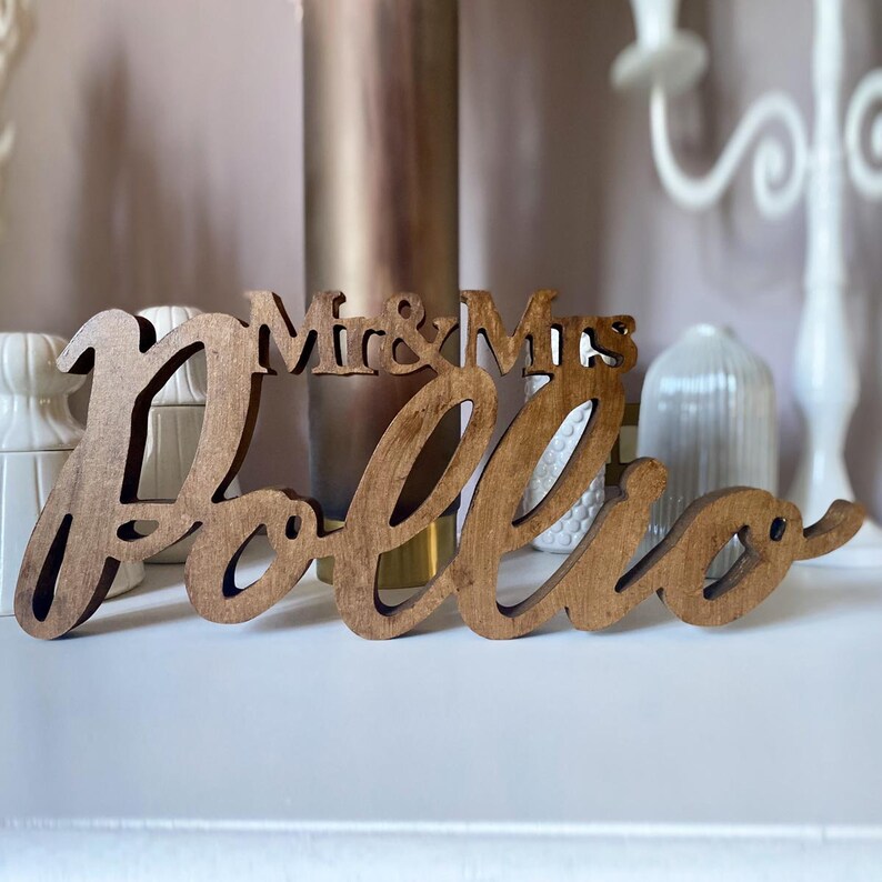Custom Wooden Script / mr & Mrs Wooden Sign / Hand - Etsy