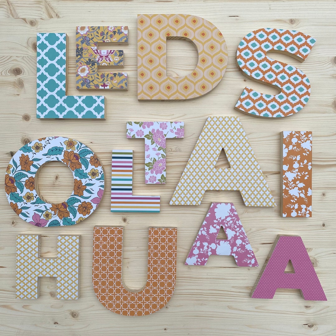 Wooden Letters With Geometric Patterns / Custom Wood Initials and Names ...