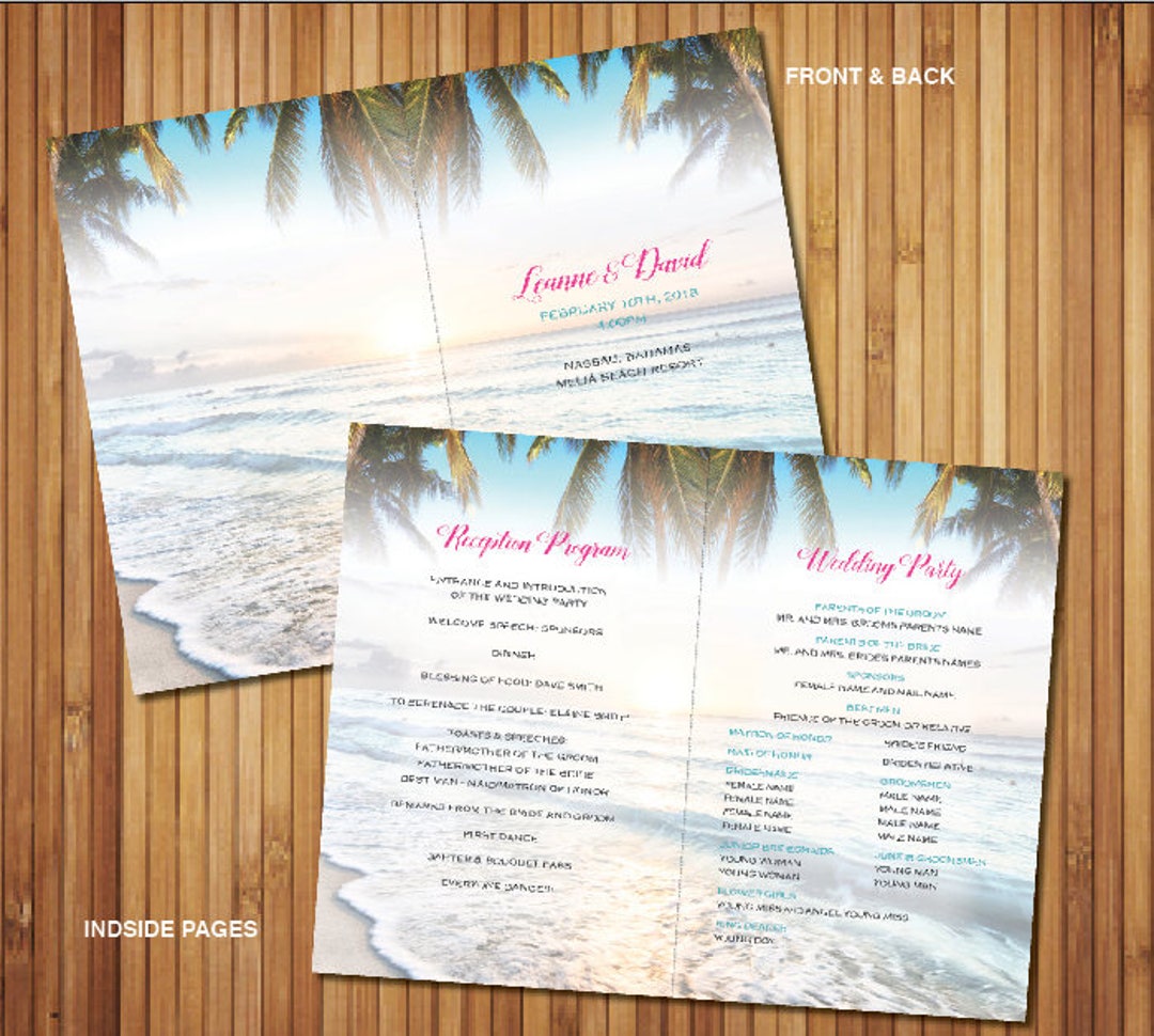 Wedding Programs for Beach Weddings, Folded - Etsy