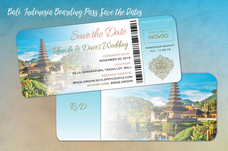 Bali Wedding Invitation Boarding Pass Save the Dates Wedding - Etsy