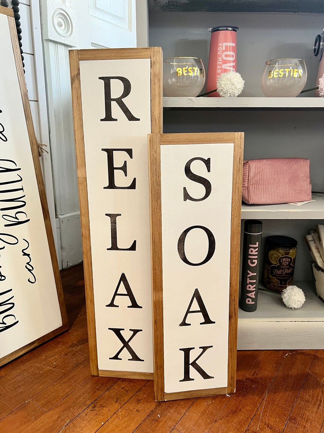 Bathroom Relax and Soak Signs, Bathroom Sign, Bathroom Wall Decor ...