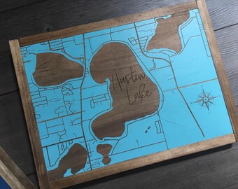 Green Lake Wisconsin Rustic Wood Sign Map Art - Etsy