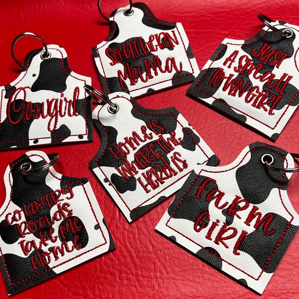 Cow Tag Keychain - Etsy