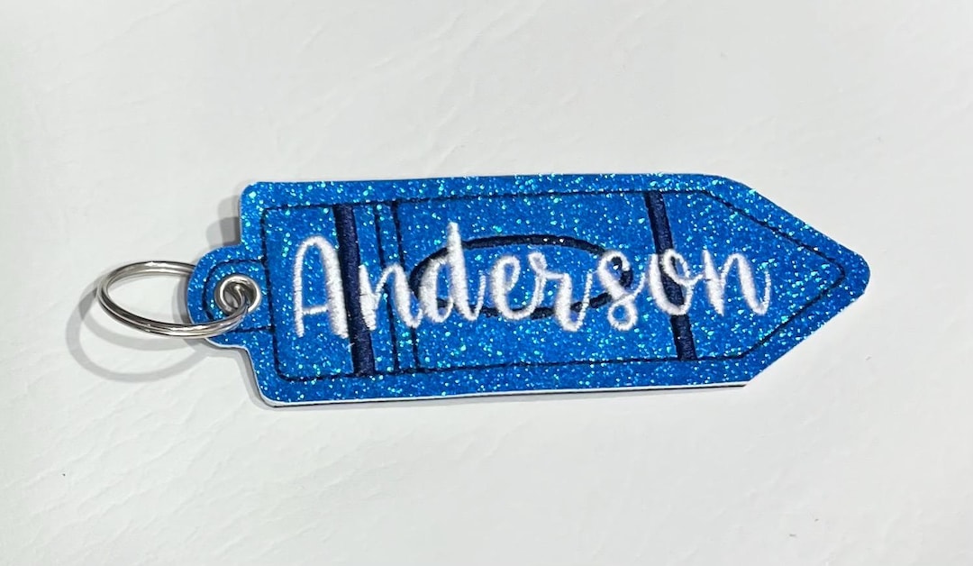 Personalized, Embroidered Glitter, Crayon Key Fob, Bag Tag - Etsy
