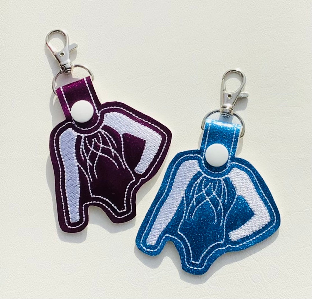 Embroidered Gymnastics Leotard Key Fob: Glitter Vinyl Bag Tag - Etsy
